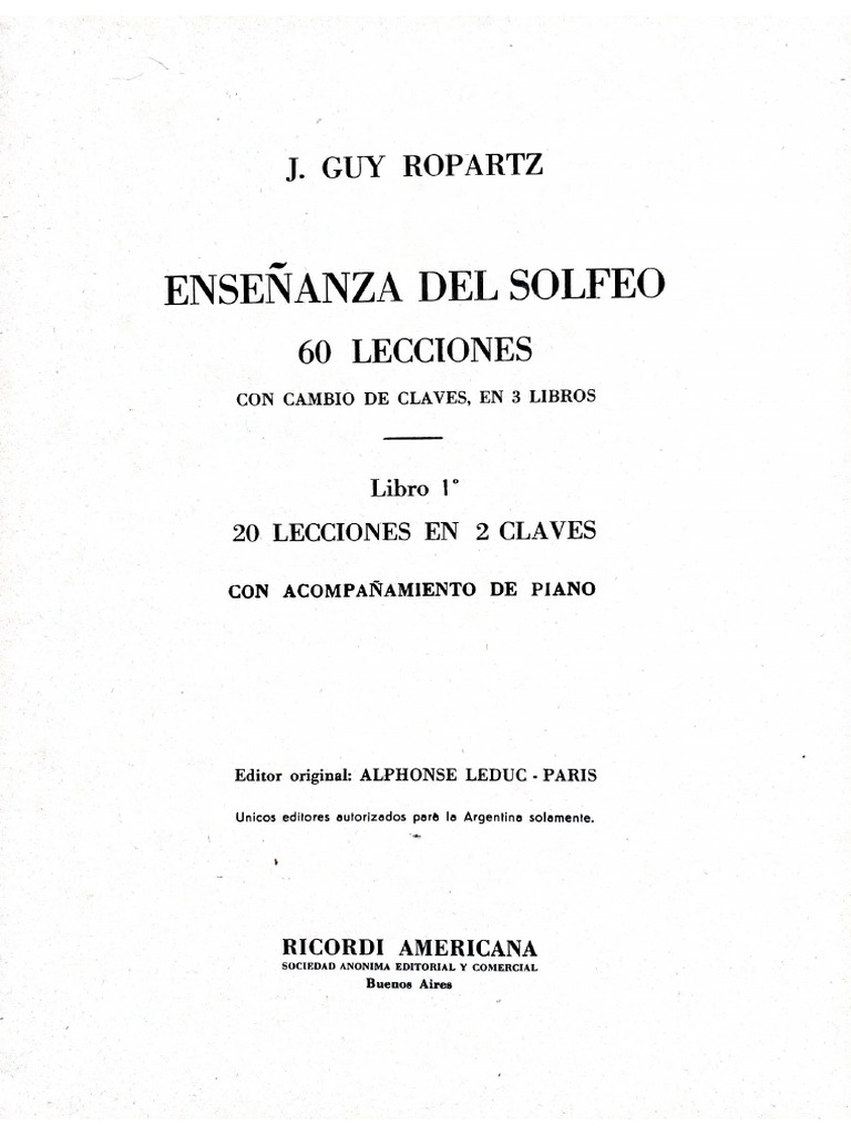 Libro 1° J. Guy Ropartz Lecciones I II III y IV | PDF