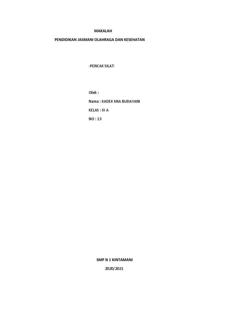 Makalah Pjok Pencak Silat | PDF | Kesehatan Holistik