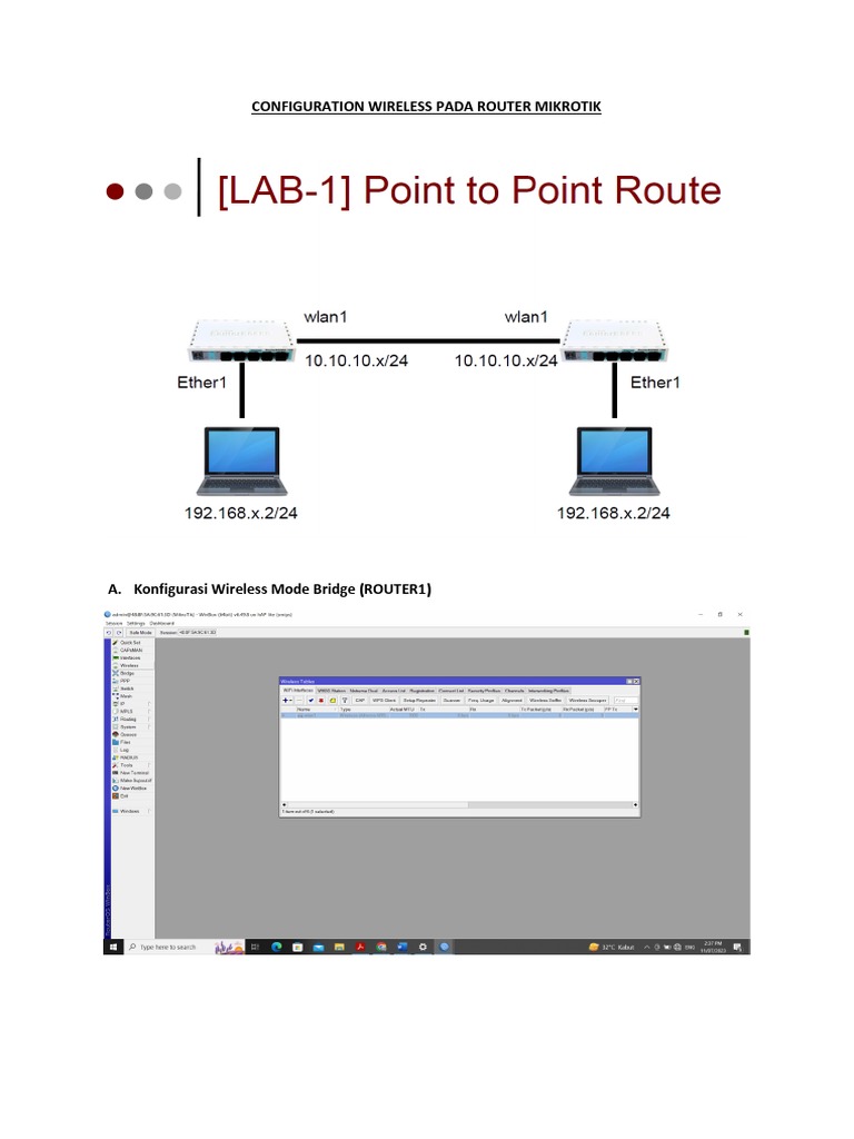 Basic Configuration Wireless Pada Router Mikrotik (Lab 1) | PDF | Komputer