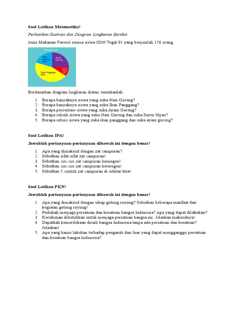 Soal-Soal Kelas 5 Mapel Terpadu Tema 9-Edit | PDF Soal-Soal Kelas 5 Mapel Terpadu Tema 9-Edit | PDF