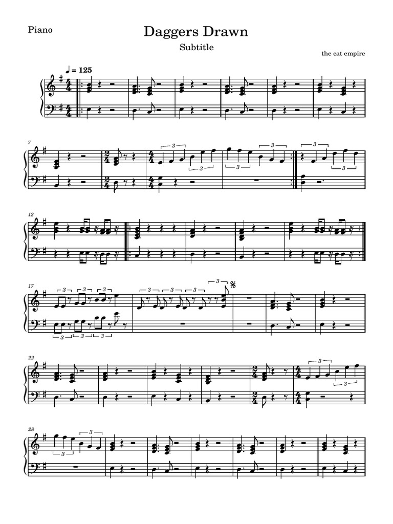 Daggers Drawn-Piano | PDF