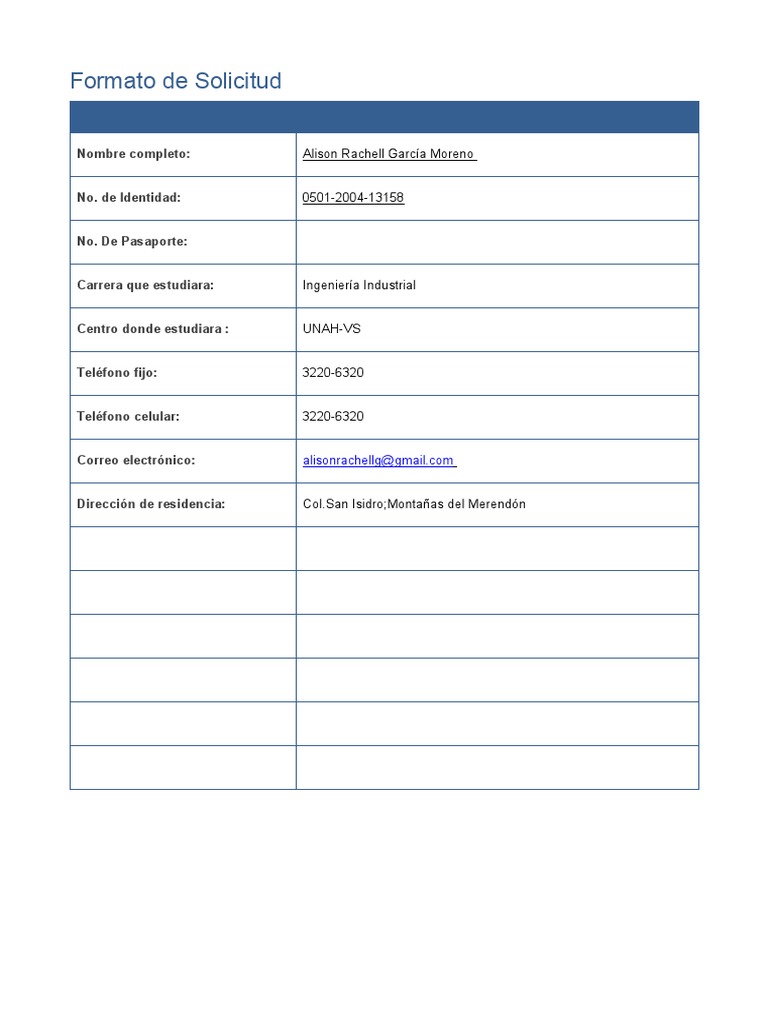 Formato de Solicitud | PDF