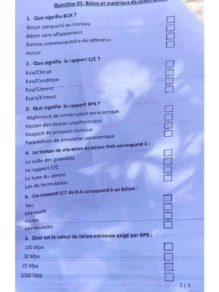 Est Fkih Ben Salah Concours Génie Civil | PDF