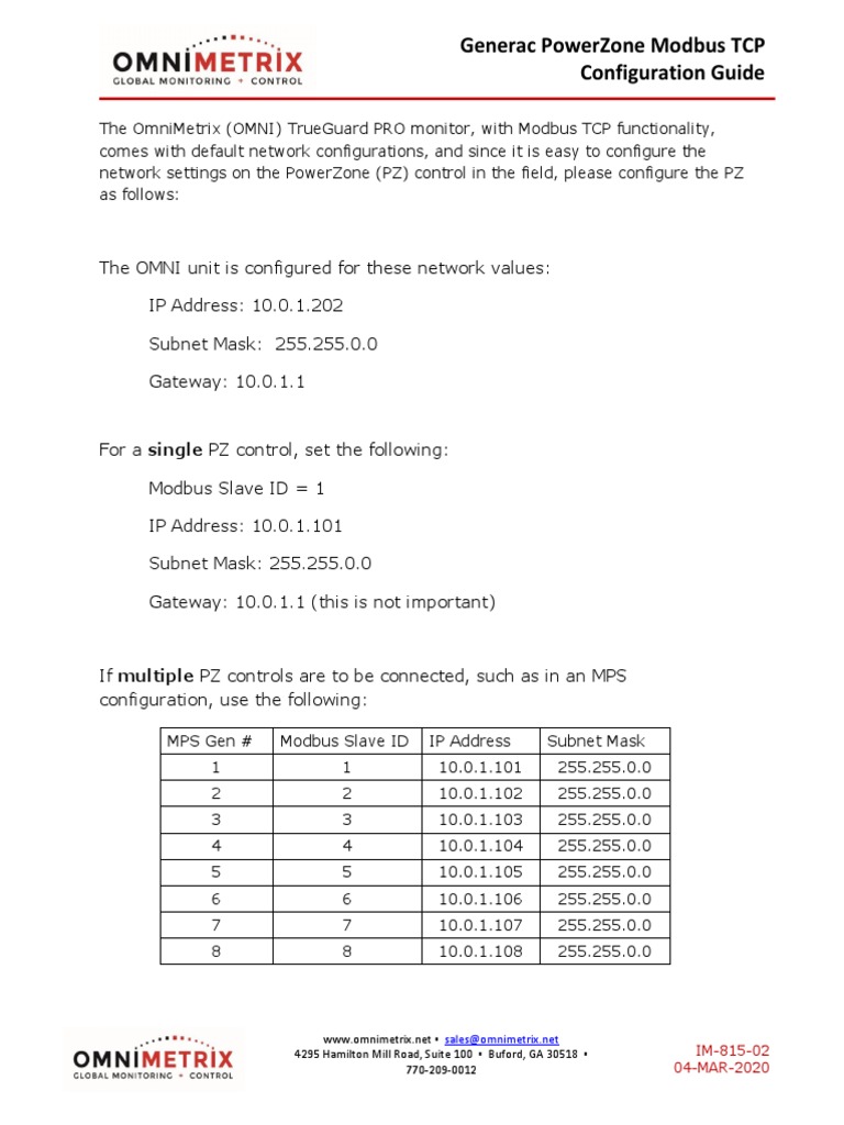 IM-815-02-Generac-PowerZone-ModbusTCP-Configuration-Guide | PDF ...