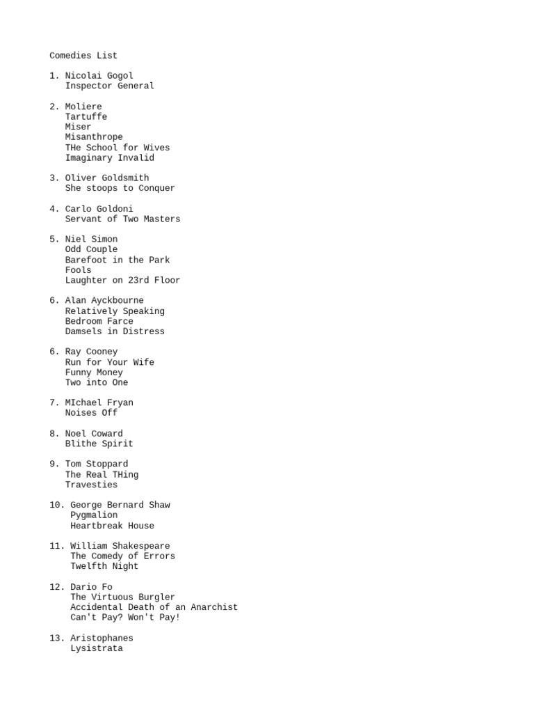 comedies-list-pdf