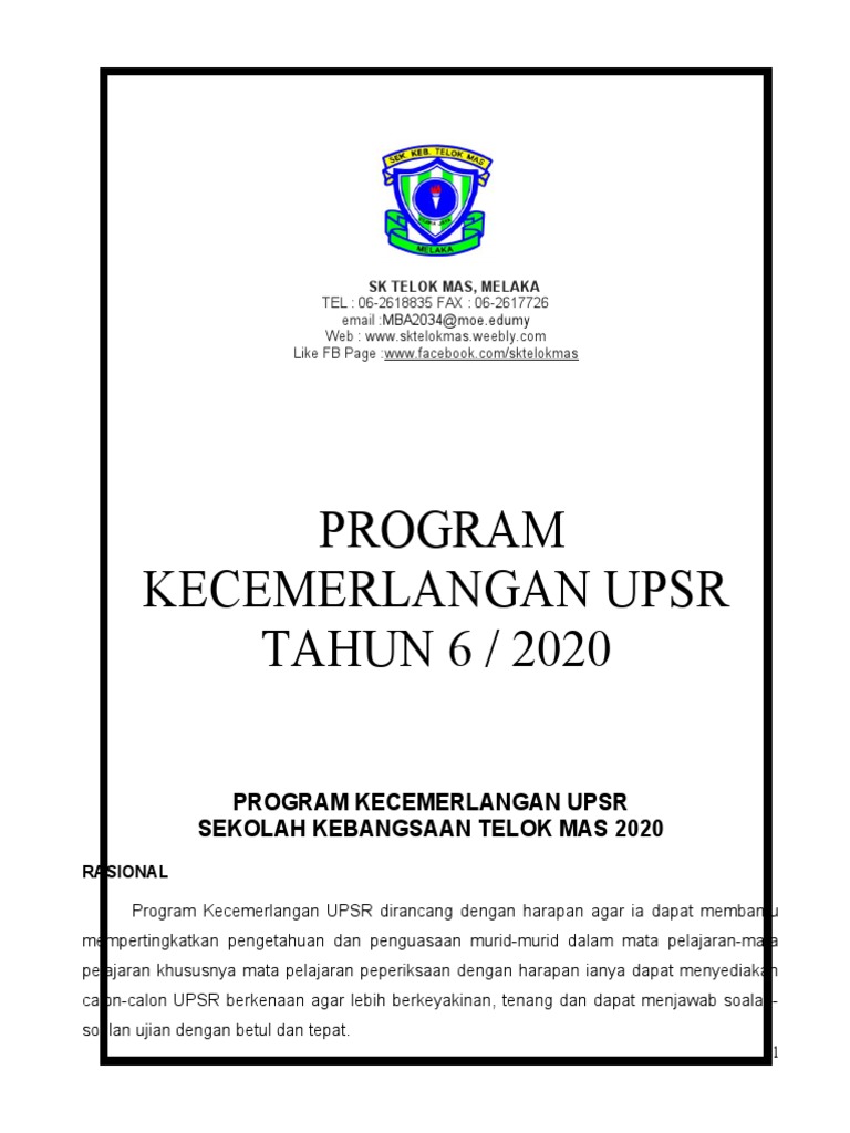 Buku Program Kecemerlangan Upsr 2020 | PDF