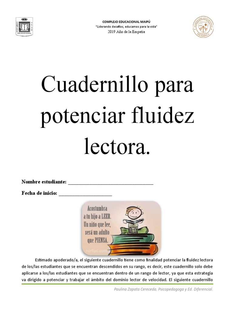Cuadernillo para Mejorar Fluidez Lectora | PDF | Artes del Lenguaje y ...