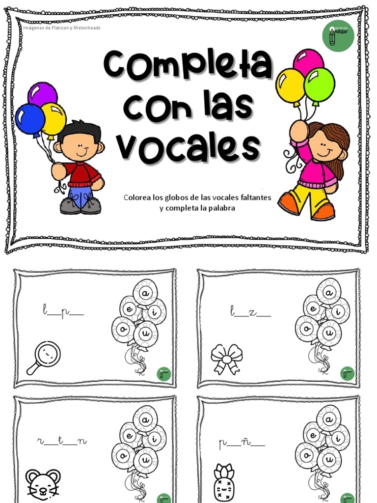 Colorea y Completa Con Las Vocales | PDF