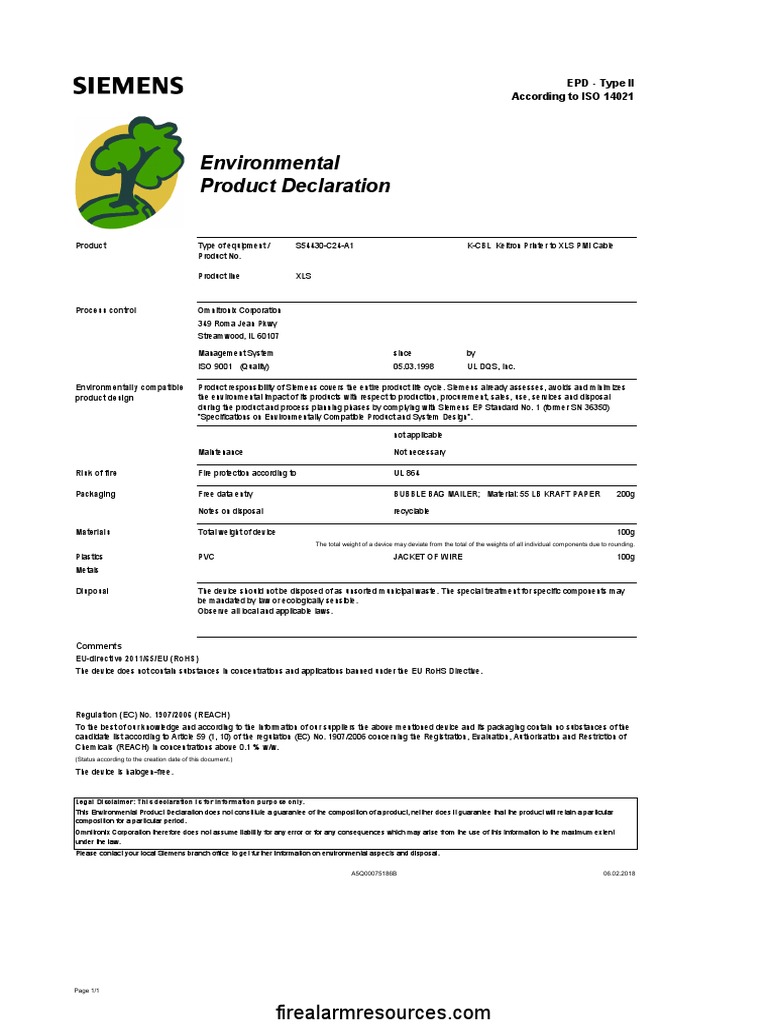 Siemens K CBL Keltron Printer To Xls Pmi Cable Environmental Product ...