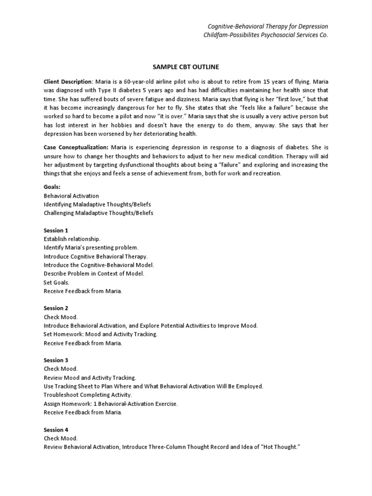 CBT Outline | PDF | Cognitive Behavioral Therapy | Psychotherapy