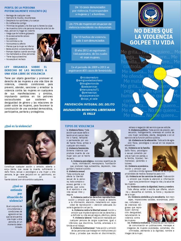 Triptico Violencia PDF | PDF | La violencia contra las mujeres | Mujer Triptico Violencia PDF | PDF | La violencia contra las mujeres | Mujer