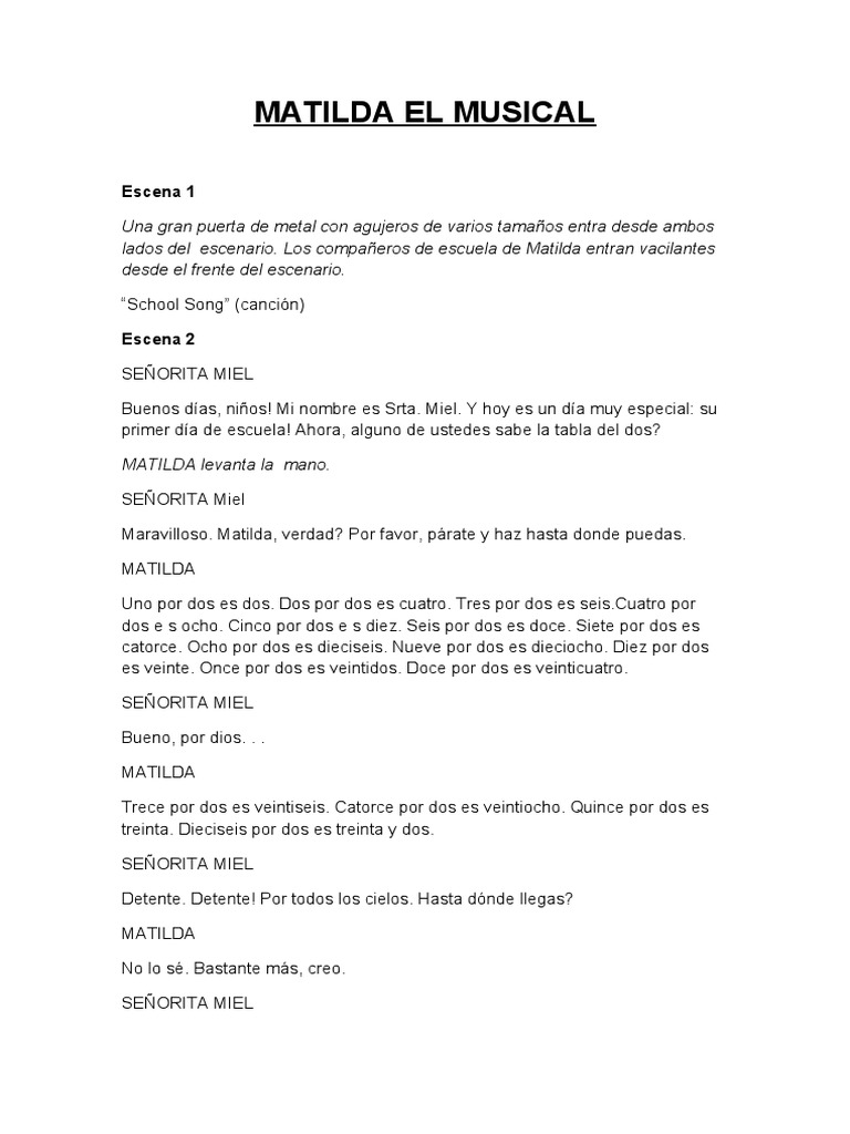 MATILDA EL MUSICAL Almaviva | PDF