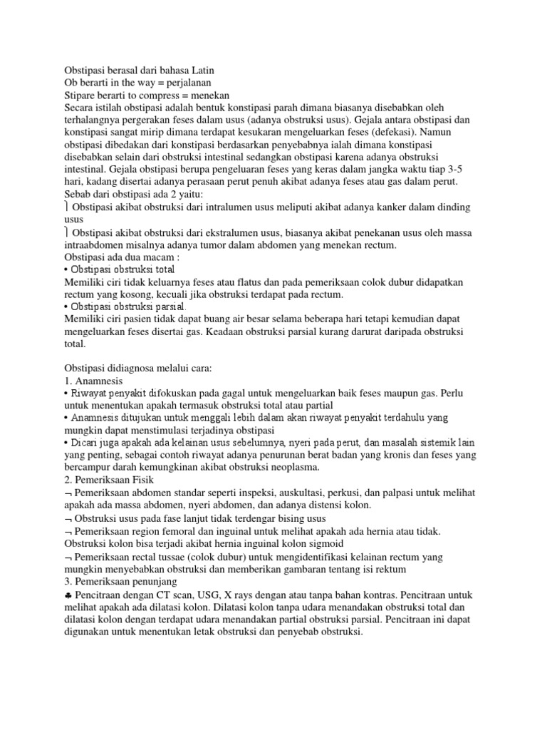Memahami Obstipasi dan Konstipasi | PDF