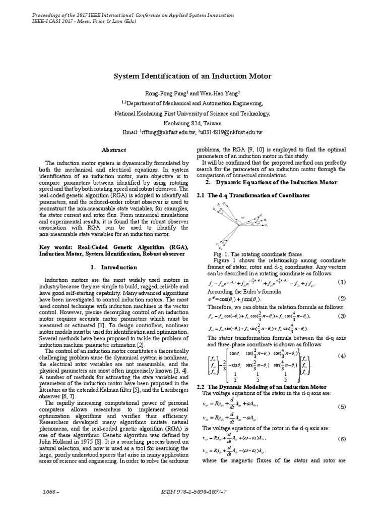 System Identification of An Induction Motor | PDF | Electric Motor ...