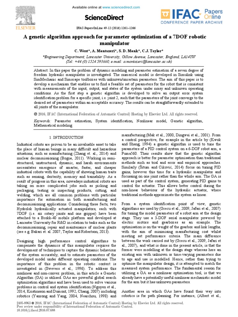 A Genetic Algorithm Approach For Parameter Optimization of A 7DOF ... A Genetic Algorithm Approach For Parameter Optimization of A 7DOF ...