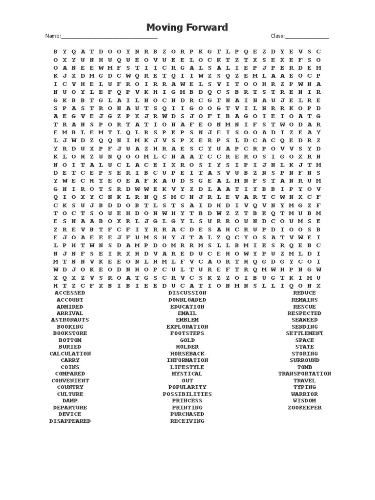 Moving Forward VOCABULARY WORD SEARCH Y5 | PDF