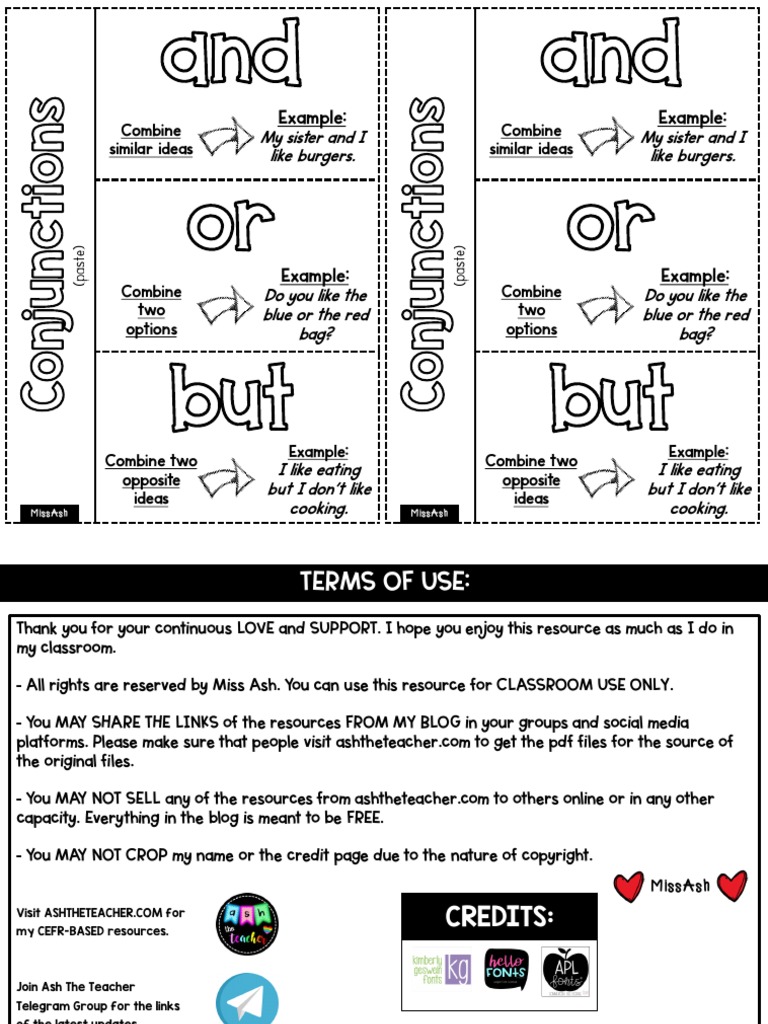 Conjunction Foldable | PDF | Language Arts & Discipline | Self-Improvement