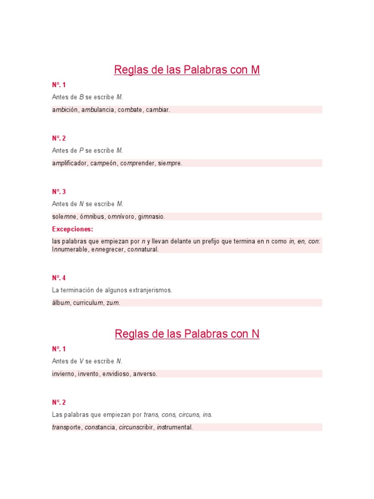 Reglas de La M N | PDF