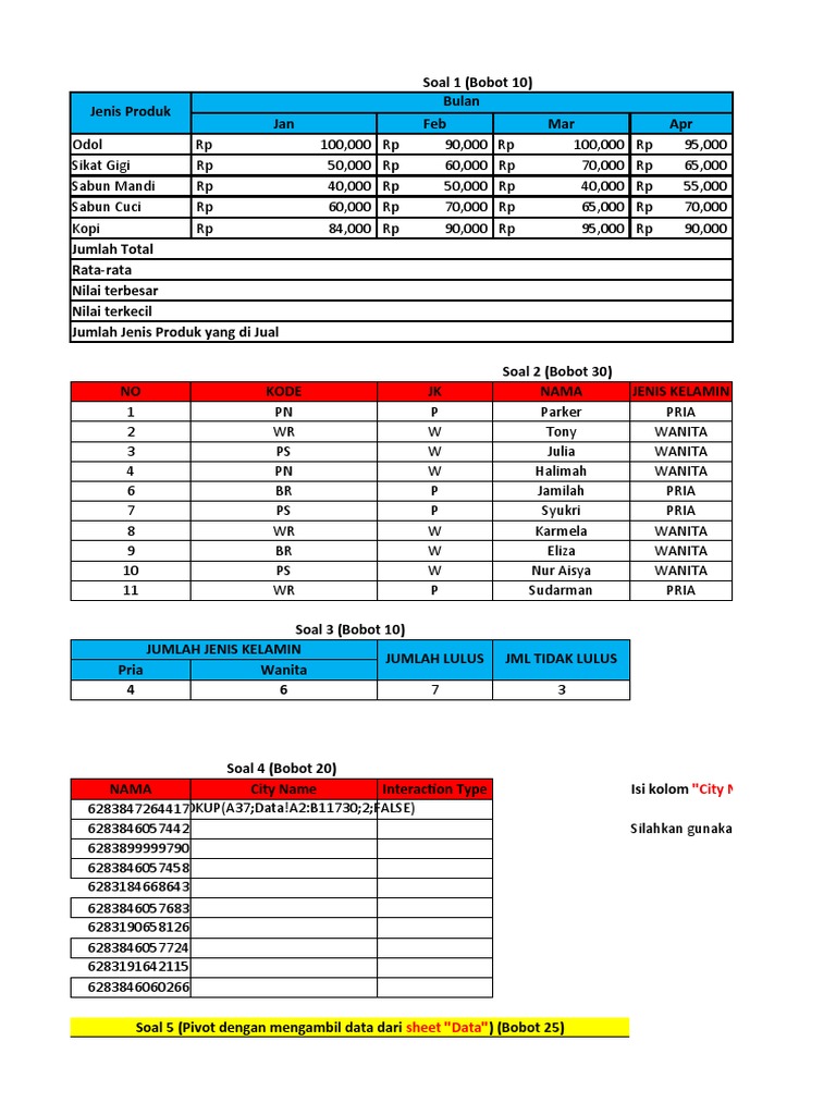Tes Excel Admin | PDF