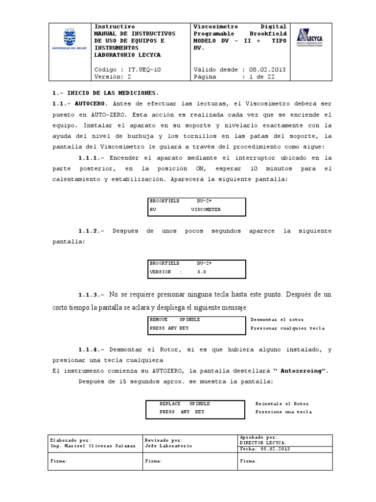 It Equi-10 1 | PDF | Viscosidad | Fahrenheit