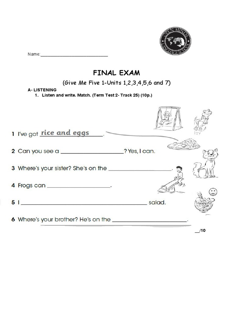 1st Children Written Final Exam | PDF | Tests