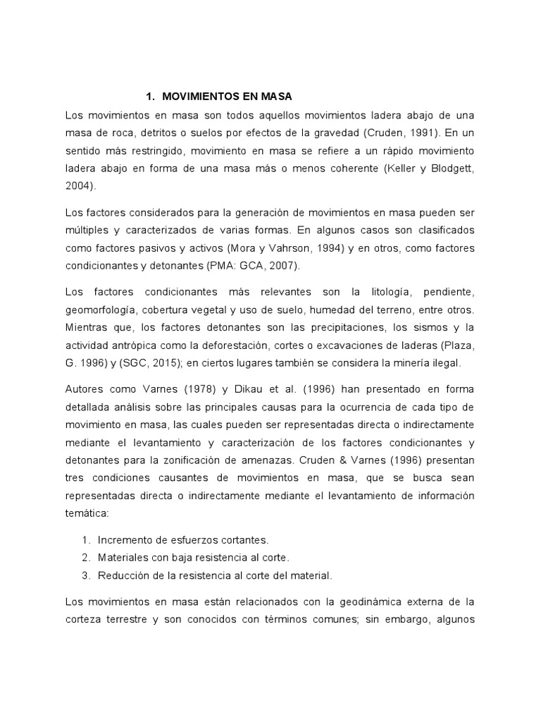 Movimientos en Masa | PDF | Geografía Física | Entorno natural