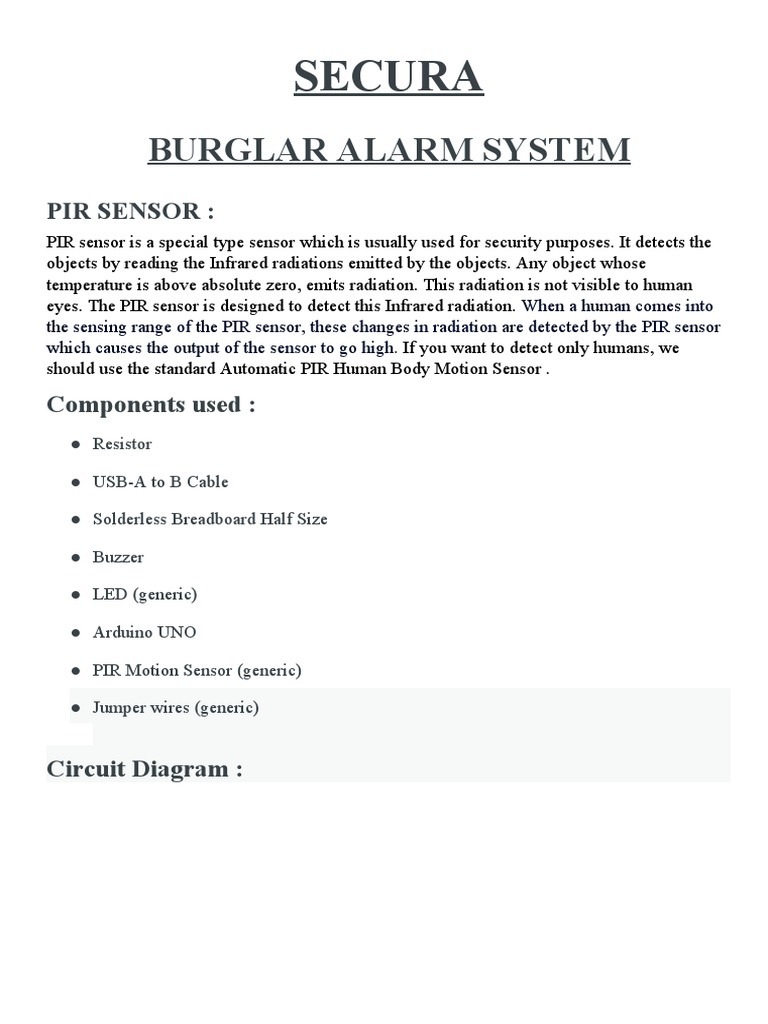 Secura: Burglar Alarm System | PDF | Arduino | Computer Engineering