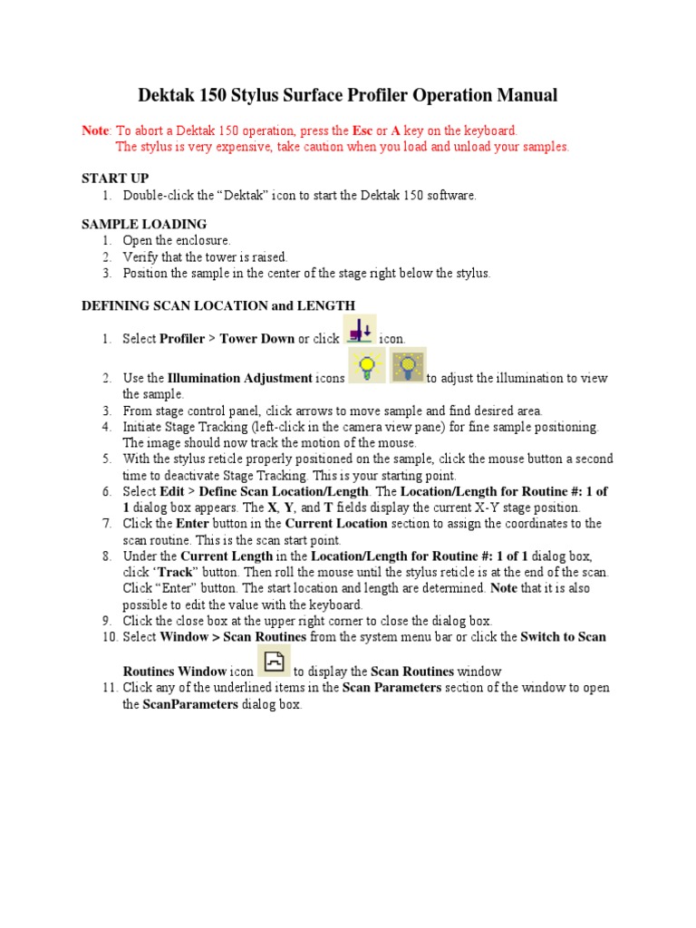 Profilometer Manual | PDF | Icon (Computing) | Menu (Computing)