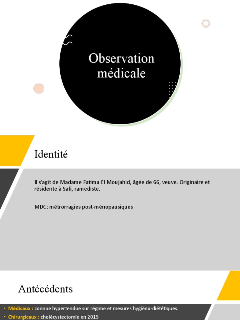 Observation Médicale - Gyn | PDF | Maladies et troubles | Gynécologie