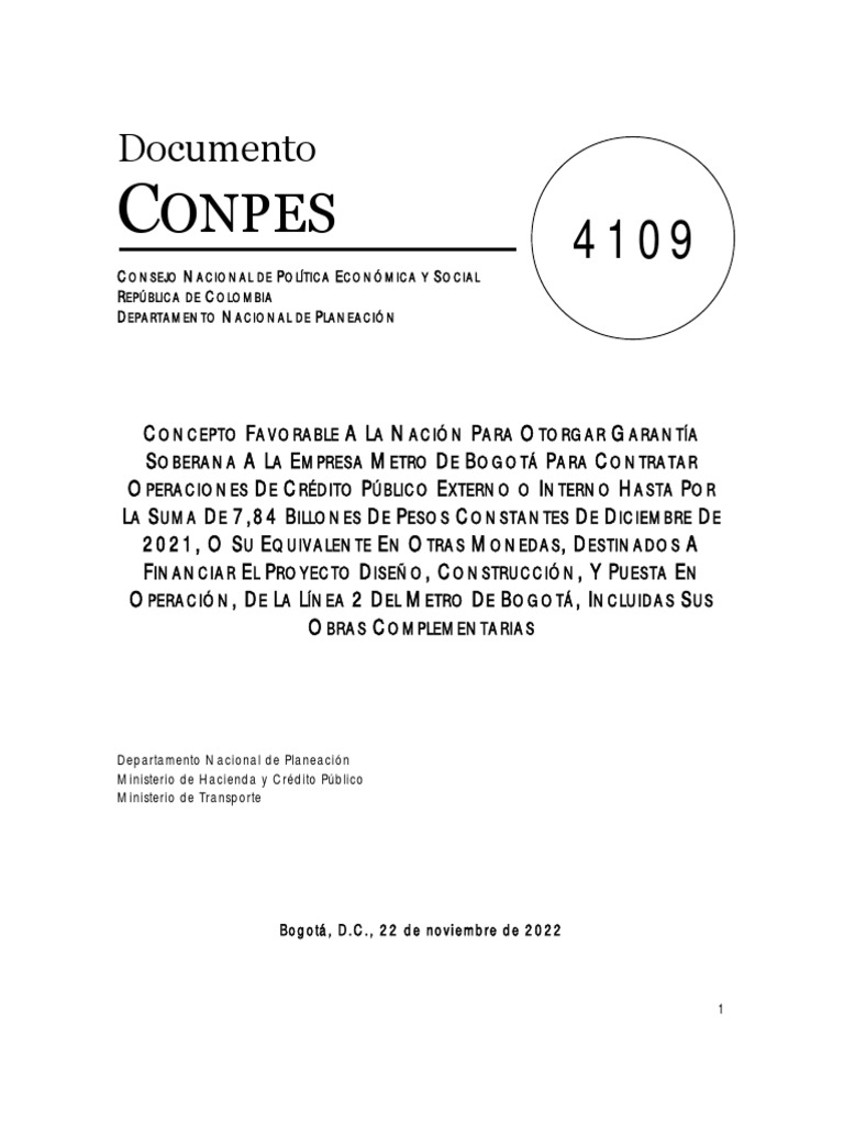 CONPES 4109 de 2022 | PDF