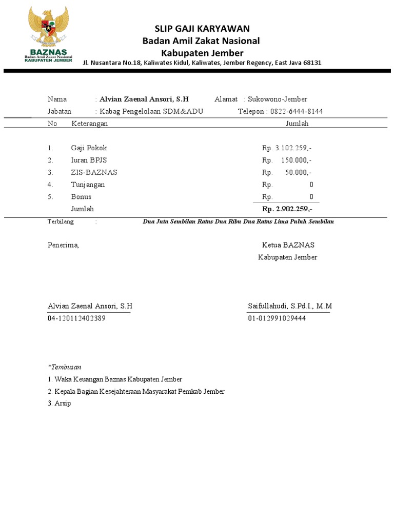 Contoh Slip Gaji | PDF