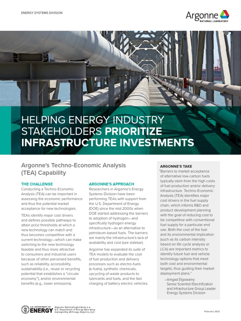 Techno-Economic Analysis Factsheet - ANL | PDF | Life Cycle Assessment ...