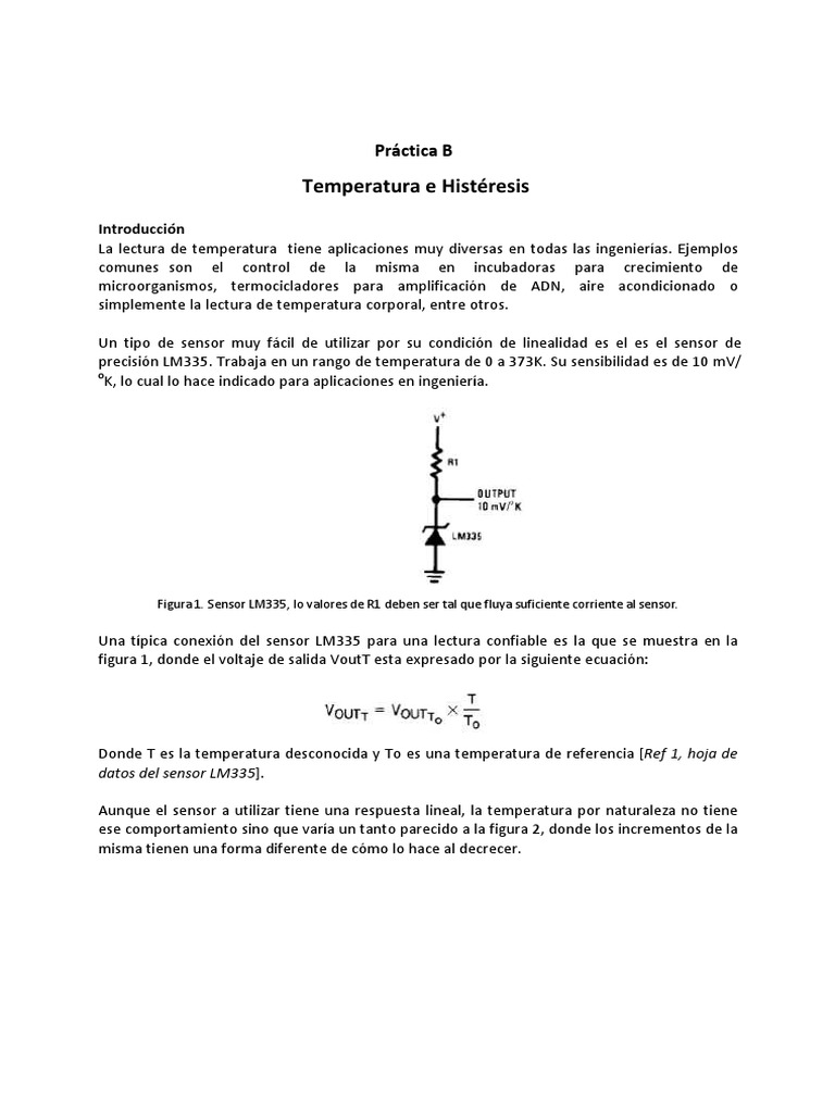 Practica B Temp Con Histeresis | PDF | Sensor | Amplificador