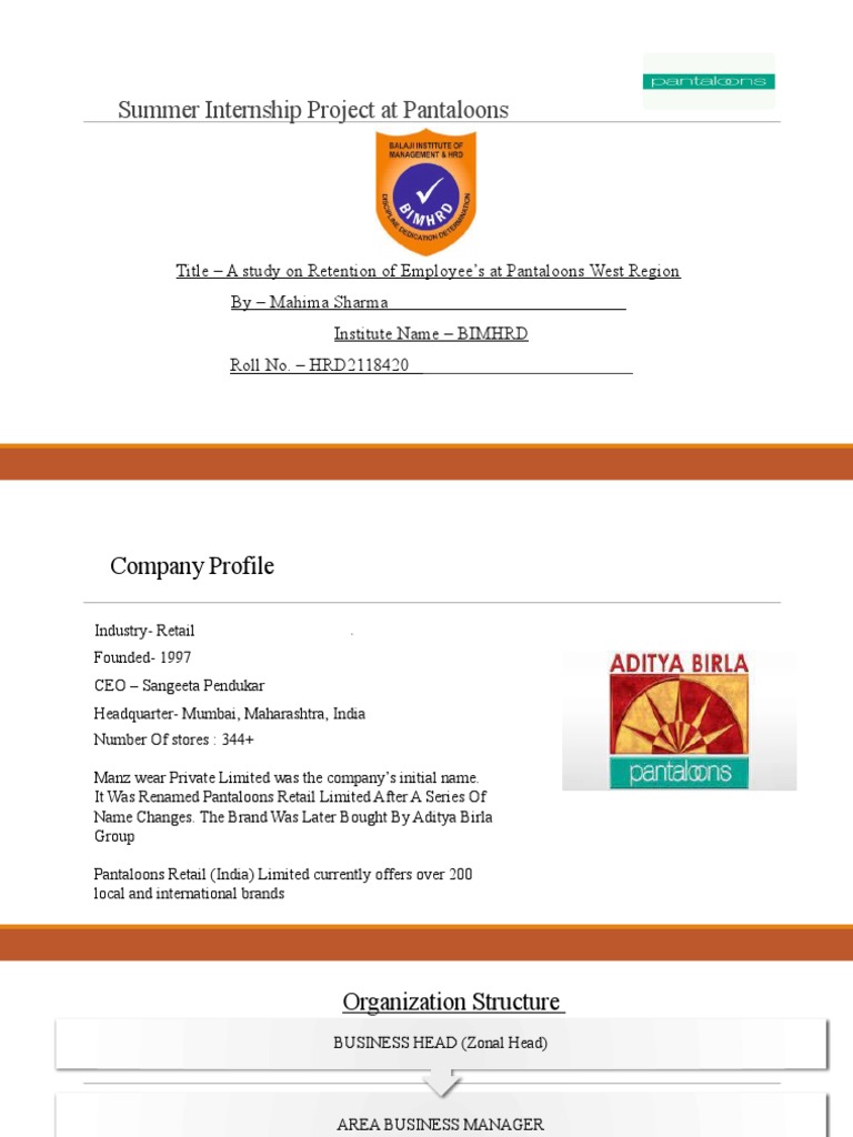 Summer Internship Project at Pantaloons | PDF