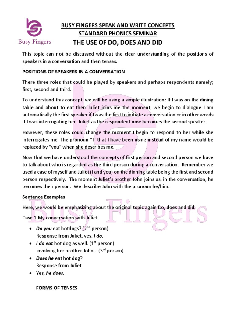 Understanding Do, Does, and Did Usage | PDF | Plural | Grammatical Number