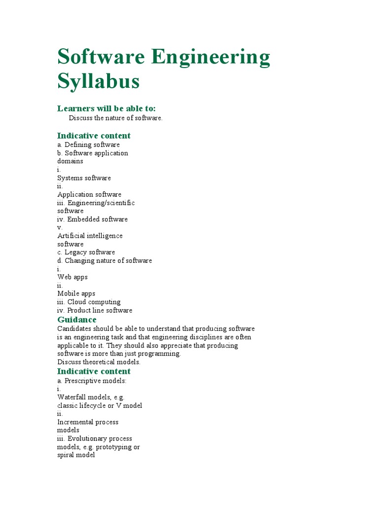 Software Engineering Syllabus | PDF | Software | Use Case