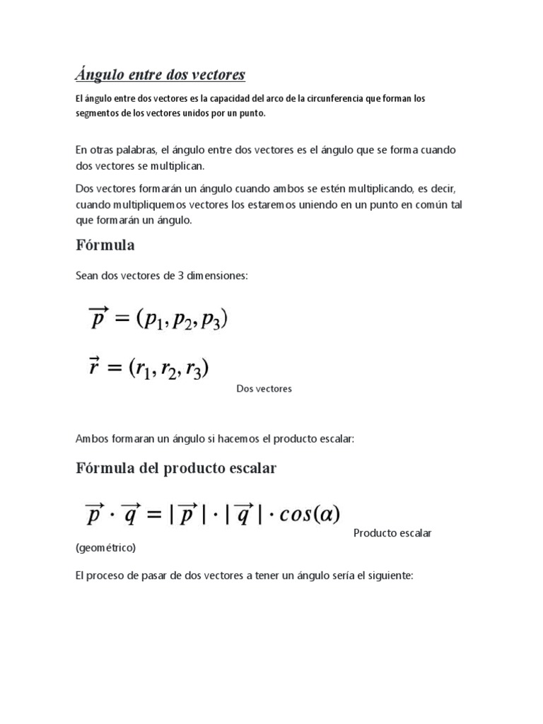 Ángulo y proyección de vectores | PDF