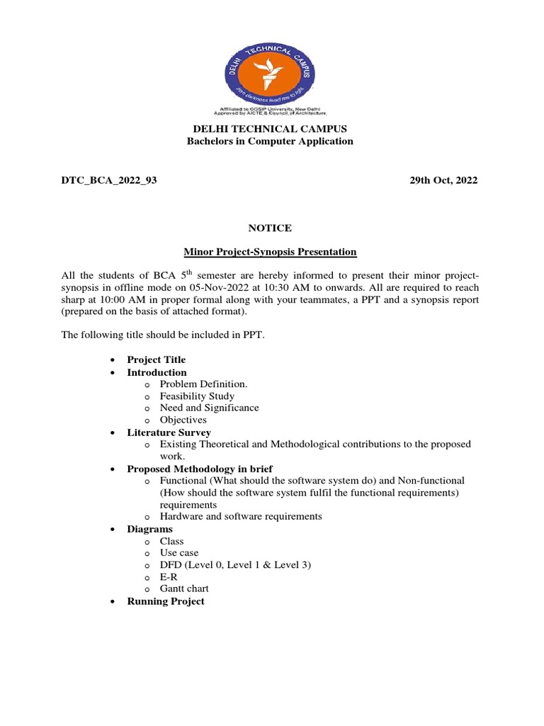 BCA 2nd Project Presentation Notice | PDF | Computing | Systems Engineering