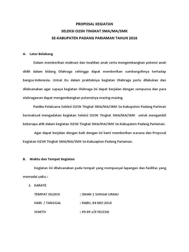 Proposal Kegiatan O2sn | PDF