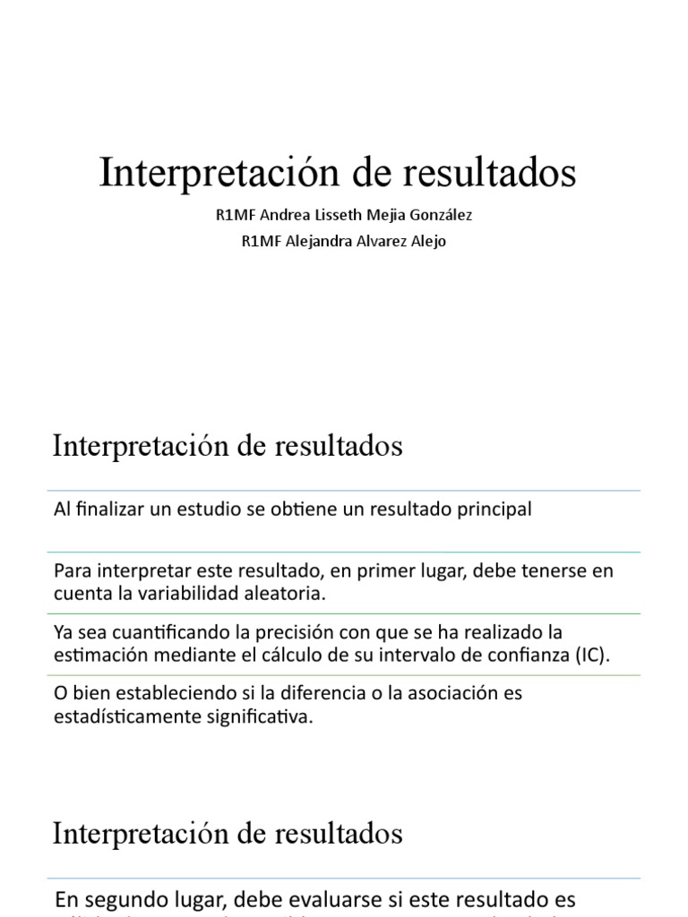 Interpretación de Resultados | PDF | Estadísticas | Exactitud y precisión