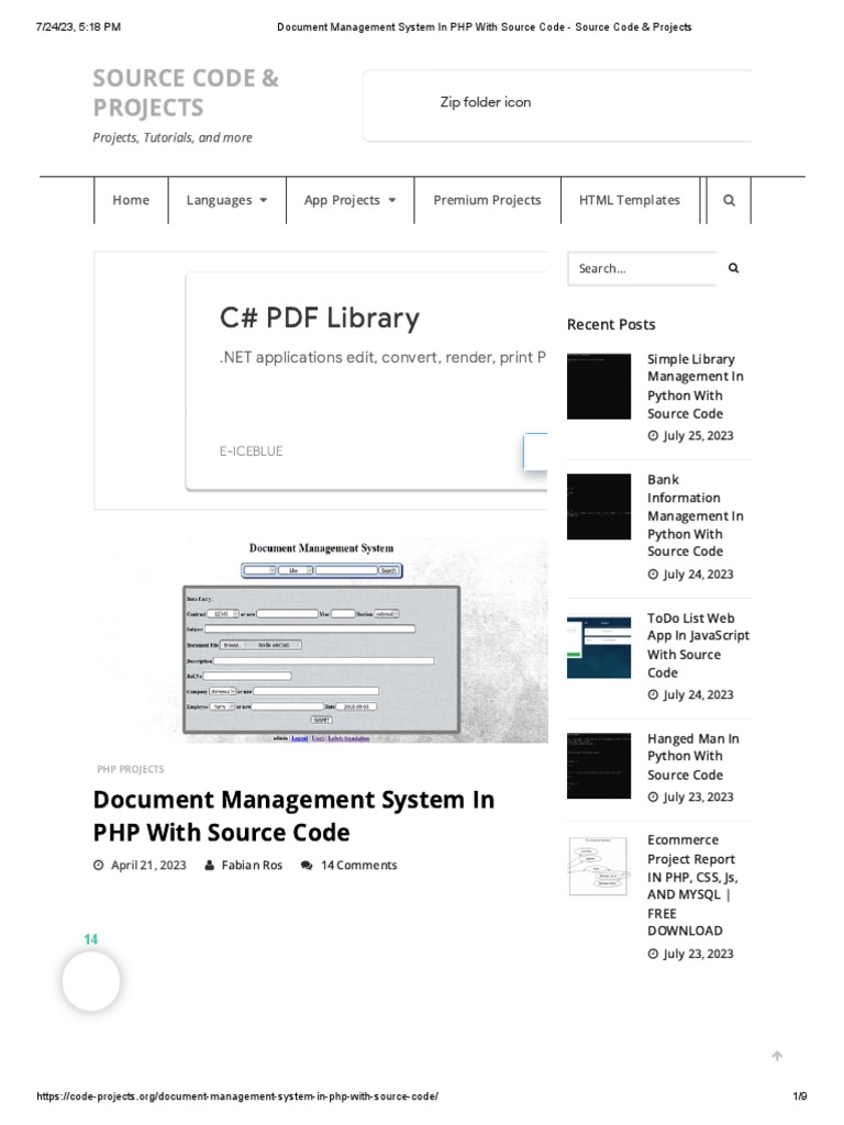 Document Management System In Php With Source Code Source Code And Projects Pdf Php