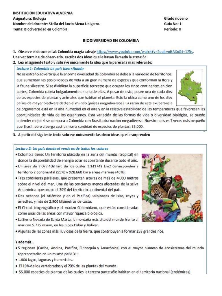 Guia 1 Biodiversidad en Colombia | PDF | Ciencia y matemáticas