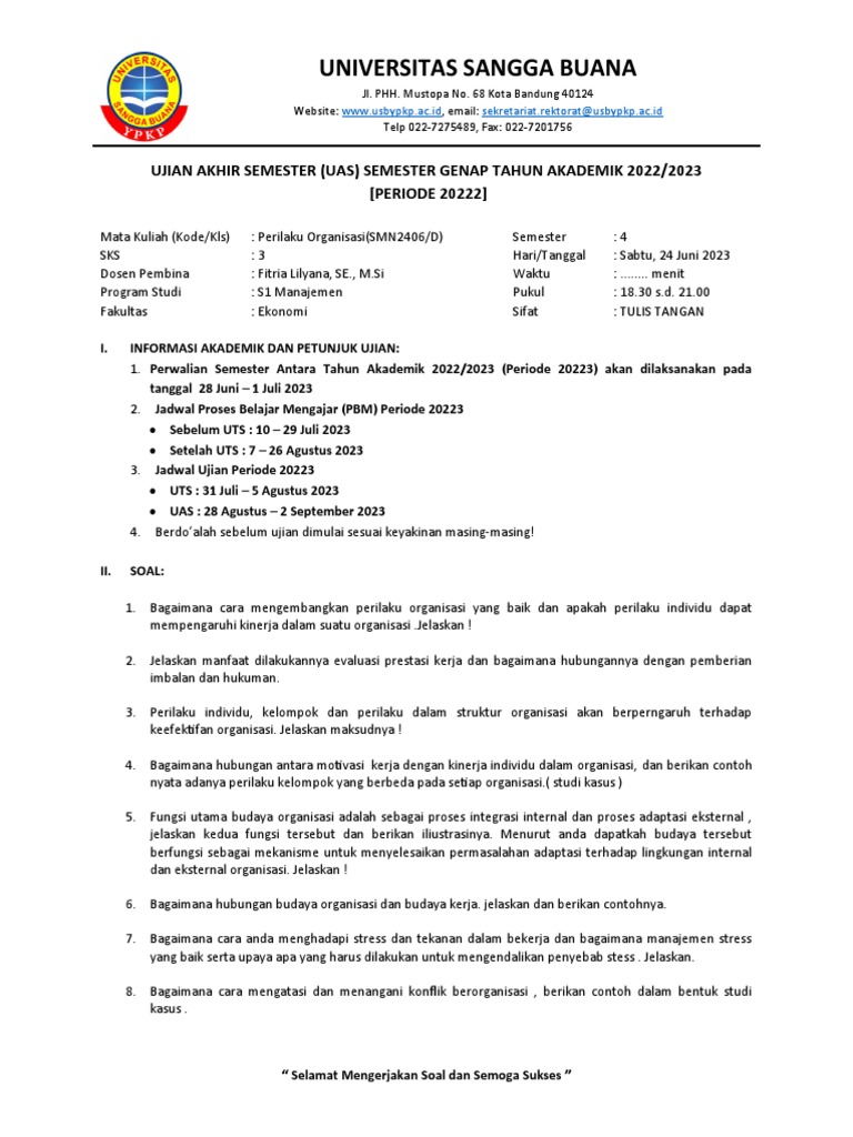 Po Sabtu Uas Genap 2223 | PDF