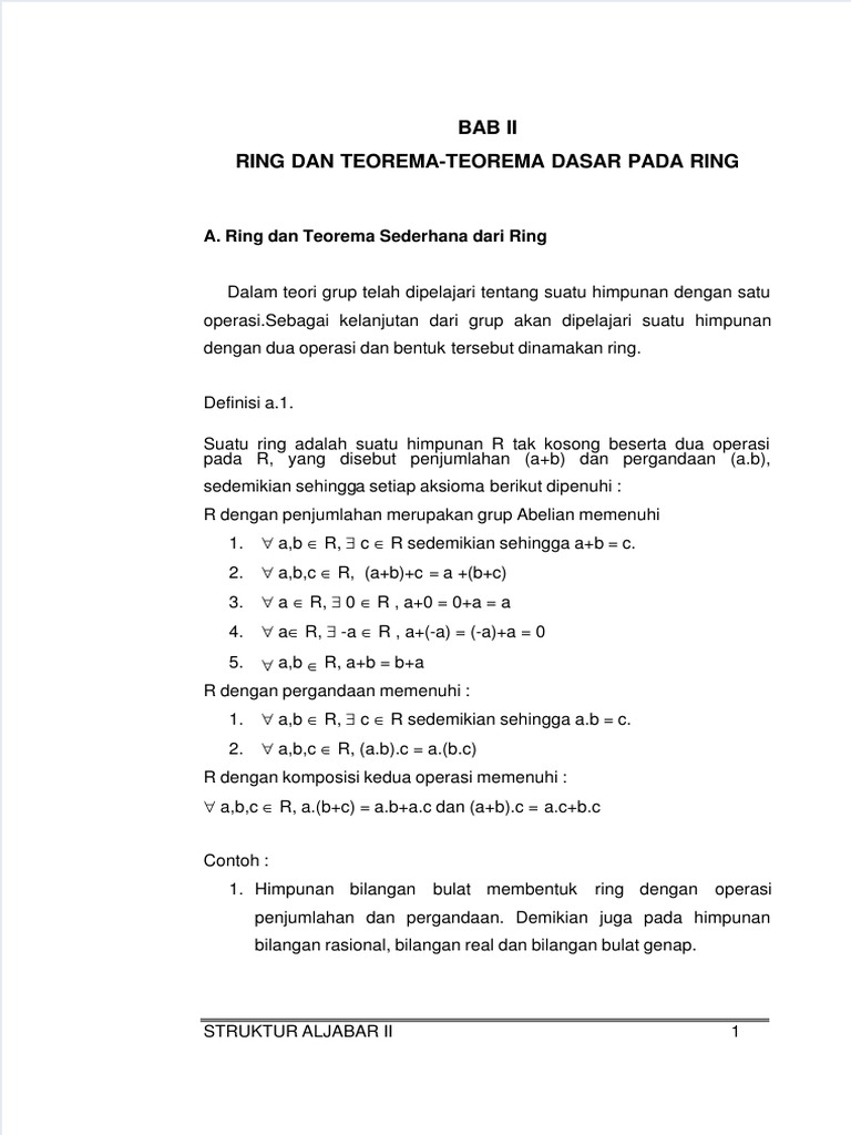Ring Dan Teorema Teorema Dasar Pada Ring | PDF