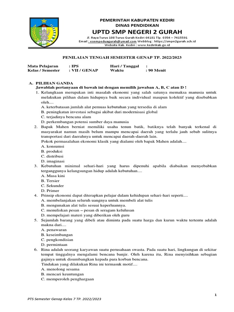 PTS Ips Kelas 7 | PDF | Ilmu Sosial