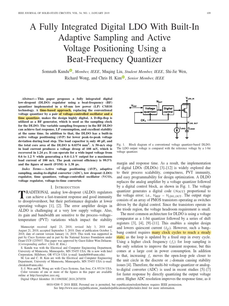 Kundu Et Al - 2019 - A Fully Integrated Digital LDO With Built-In Adaptive Sampling and Active ...
