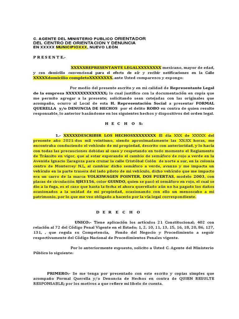 Querella Formato | PDF