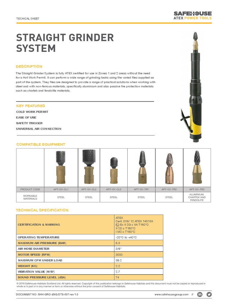 SHH-GRO-ENG-DTS-007 Rev 1.0 - Straight Grinder System Data Sheet | PDF