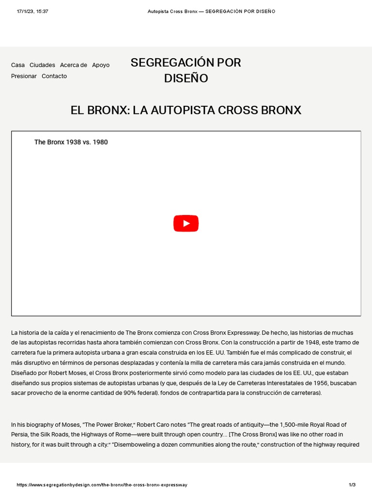Autopista Cross Bronx - SEGREGACIÓN POR DISEÑO | PDF