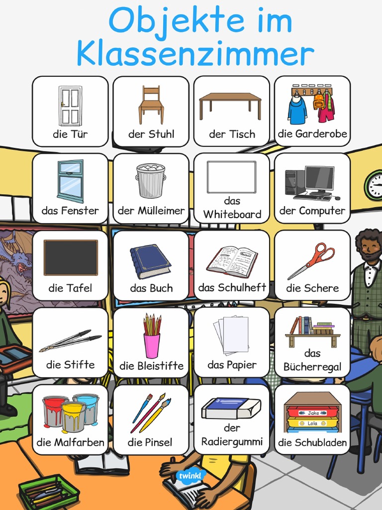 DE T T 25542 Classroom Objects Vocabulary Poster German | PDF